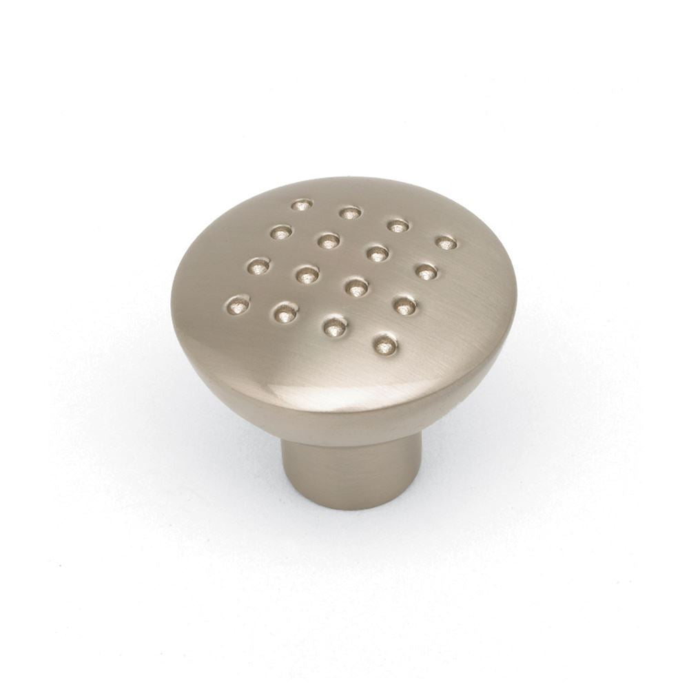 Dimpled Round Knob Brushed Nickel