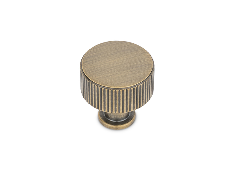 Linea Round Post Knob Antique Brass